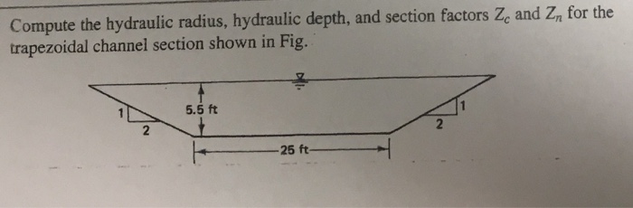 Solved Compute the hydraulic radius, hydraulic depth, and | Chegg.com