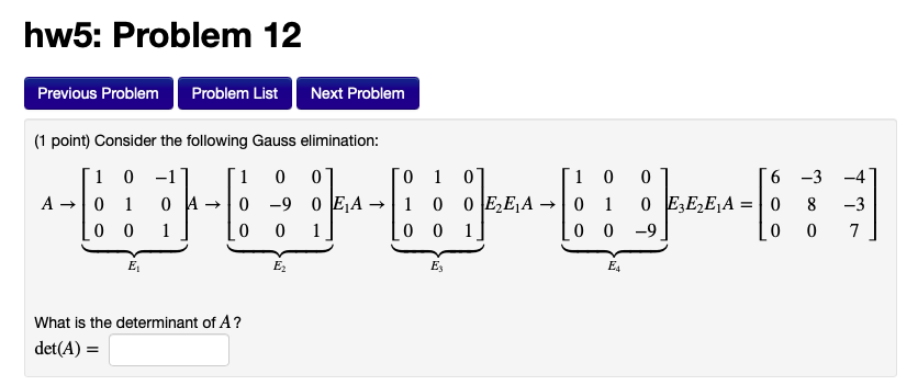Solved hw5: Problem 12 Previous Problem Problem List Next | Chegg.com