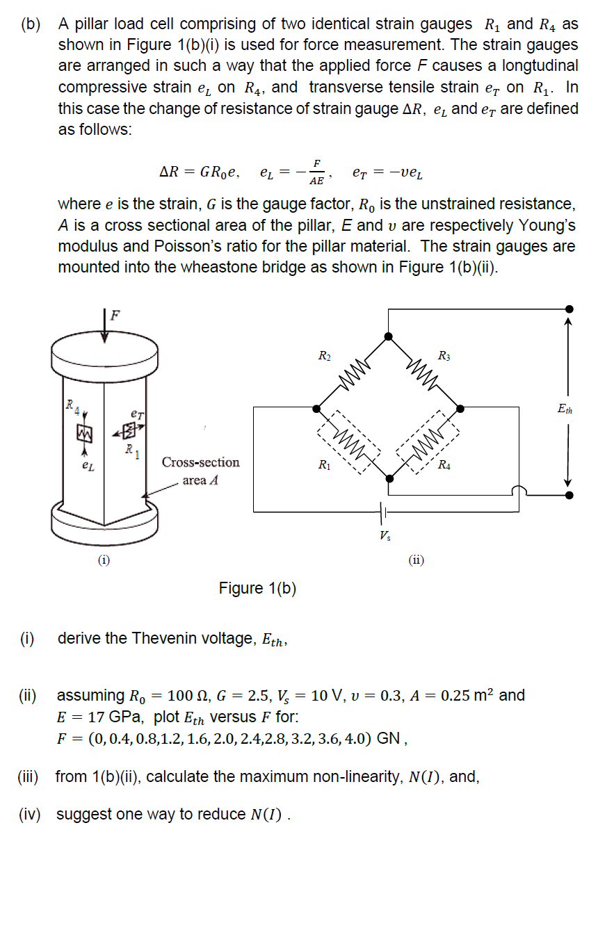 Solved (b) A pillar load cell comprising of two identical | Chegg.com