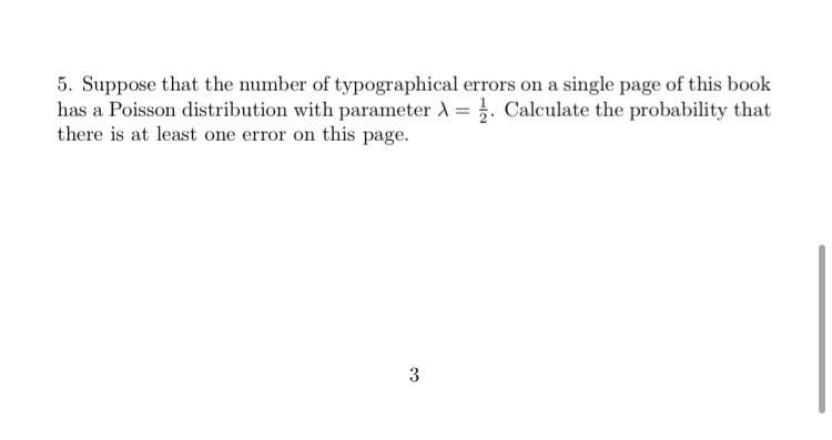 Solved 5 Suppose That The Number Of Typographical Errors On 