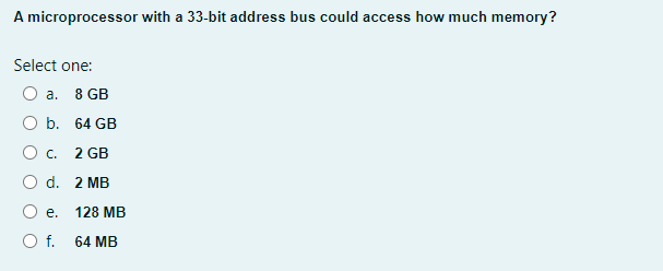 Solved A microprocessor with a 33-bit address bus could | Chegg.com