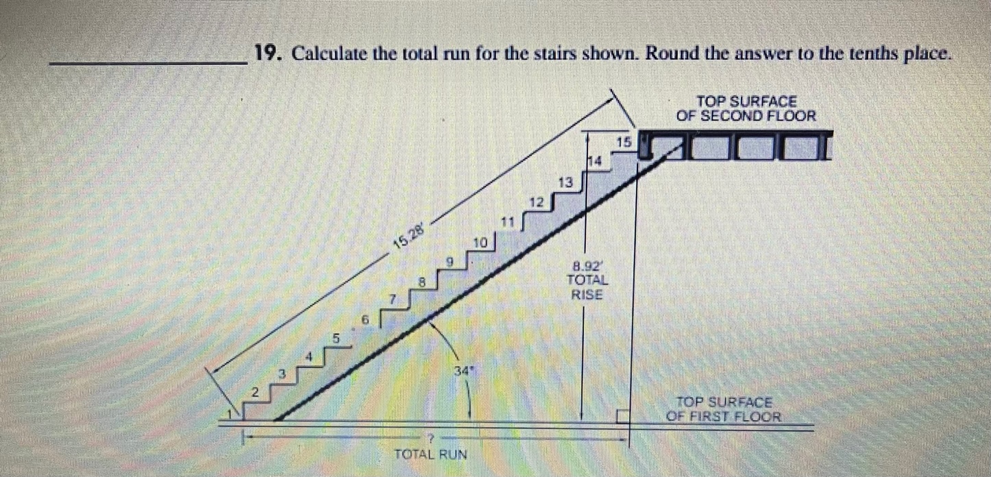 Solved 9. Calculate the total run for the stairs shown. | Chegg.com