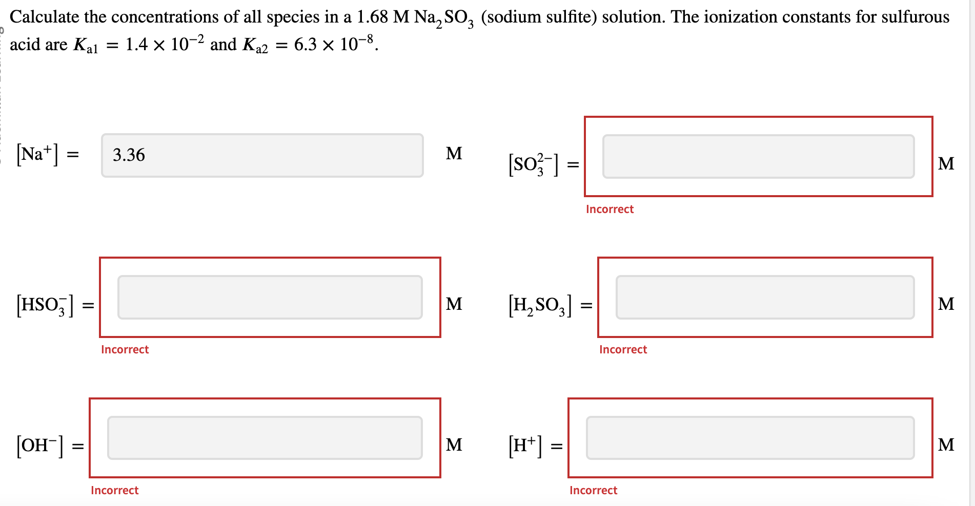 Solved Calculate the concentrations of all species in a | Chegg.com