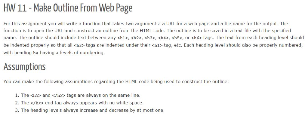 Solved HW11-Make Outline From Web Page For this assignment | Chegg.com