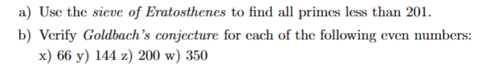 a) Use the sieve of Eratosthenes to find all primes | Chegg.com