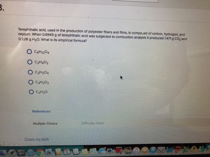 Solved Terephthalic acid, used in the production of | Chegg.com