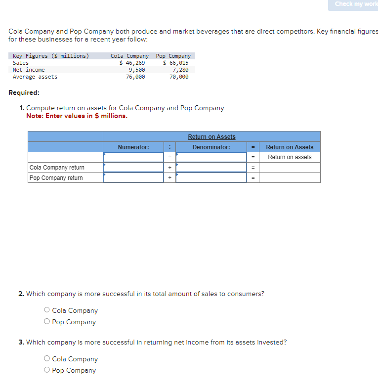Solved Cola Company and Pop Company both produce and market | Chegg.com