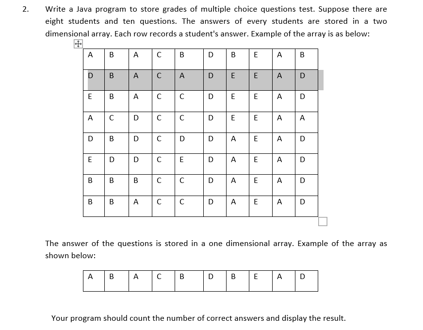 Solved 2. Write a Java program to store grades of multiple | Chegg.com