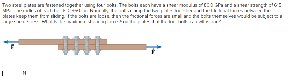 Solved Two steel plates are fastened together using four | Chegg.com