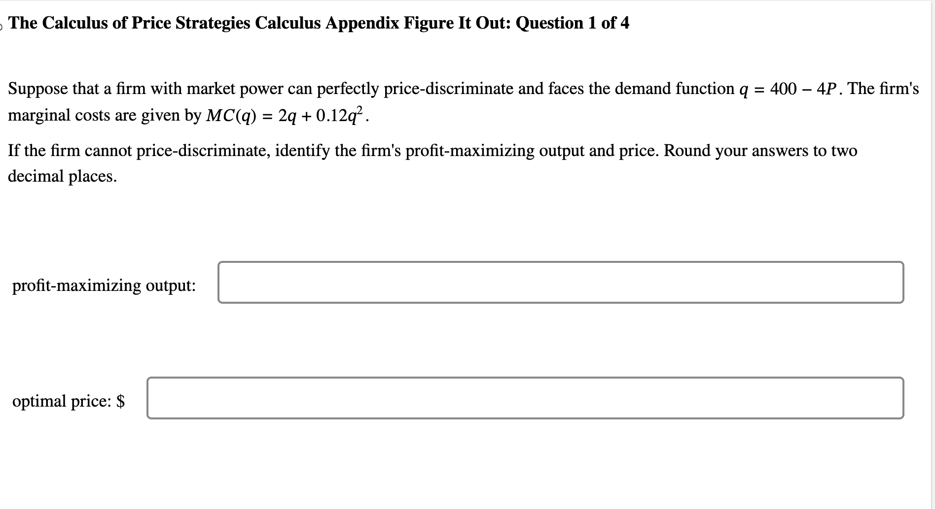 Solved The Calculus of Price Strategies Calculus Appendix | Chegg.com