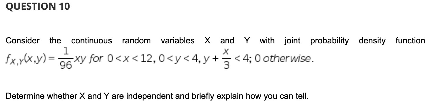 Solved Consider the continuous random variables X and Y with | Chegg.com