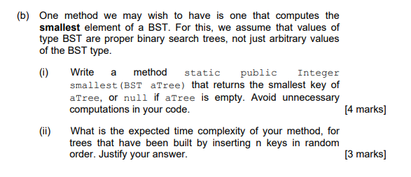 Solved 3 This Question Is About Binary Search Trees Bsts 