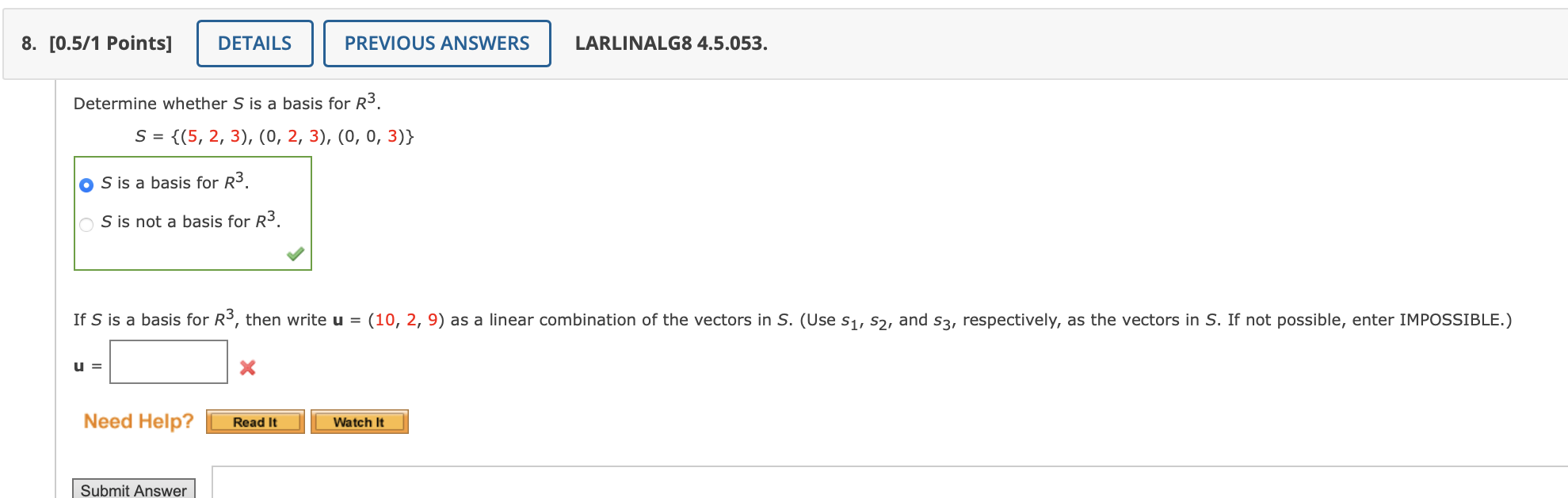 Solved Determine whether S is a basis for R3. | Chegg.com