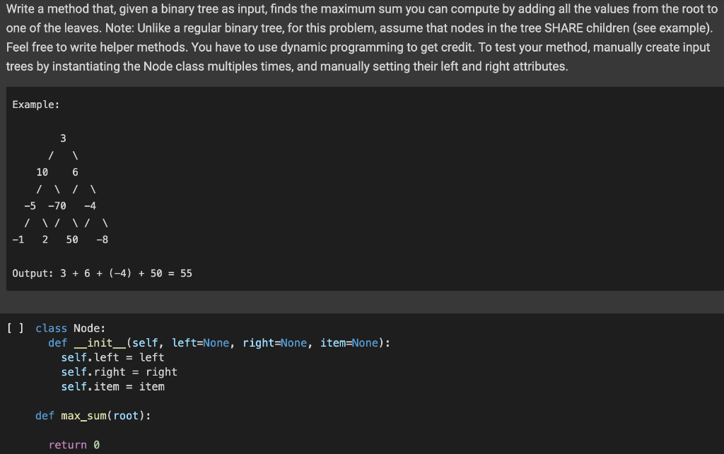 Solved Write a method that, given a binary tree as input, | Chegg.com