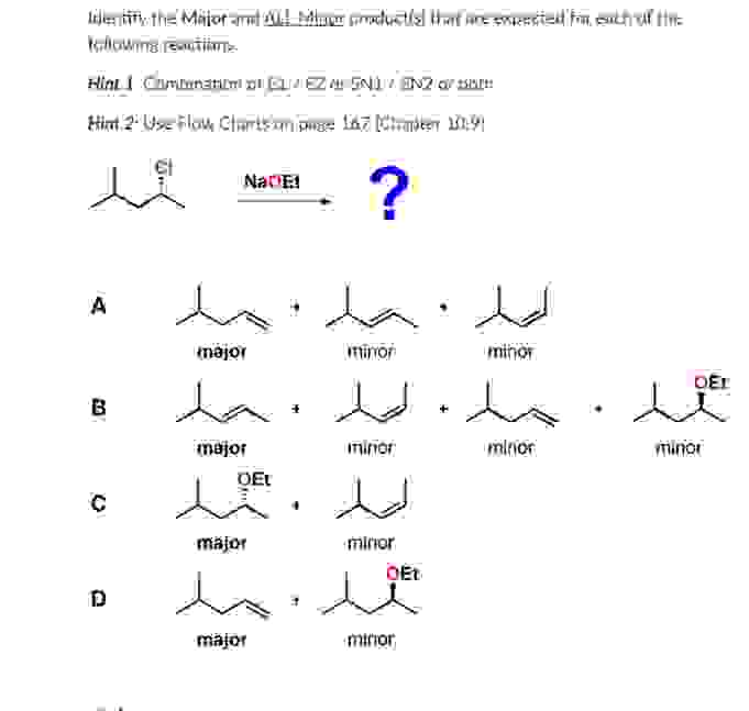 Solved Identify the Major and ALL Minor product(s) ﻿that are | Chegg.com