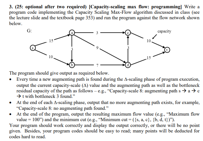 3. (25: optional after two required) Capacity-scaling | Chegg.com
