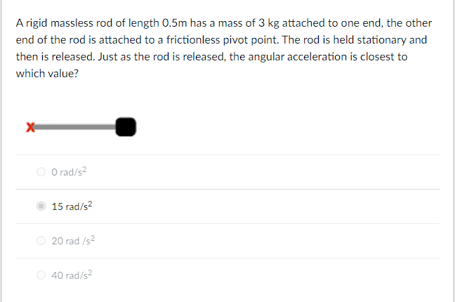 Solved A rigid massless rod of length 0.5 m has a mass of 3 | Chegg.com