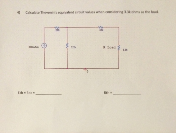 Solved Calculate Thevenin's equivalent circuit values when | Chegg.com