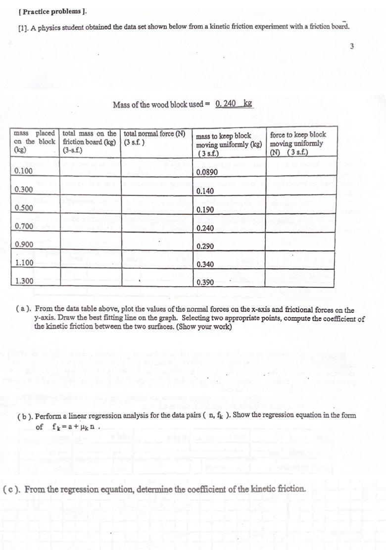 [Solved]: [Practice problems]. [1]. A physics student obta