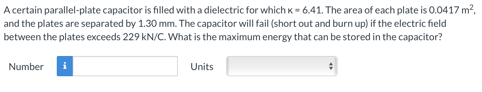 Solved A certain parallel-plate capacitor is filled with a | Chegg.com
