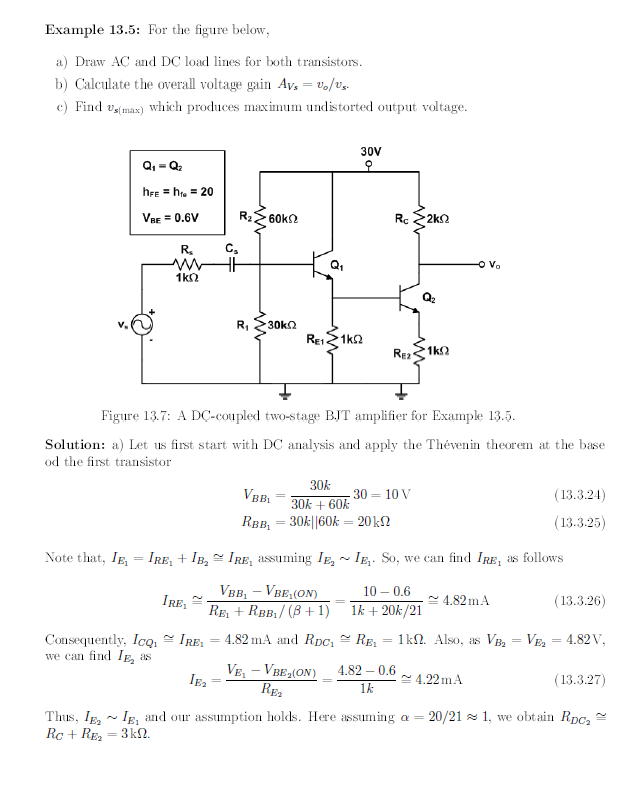 Solved Example 13.5: For the figure below, a) Draw AC and DC | Chegg.com