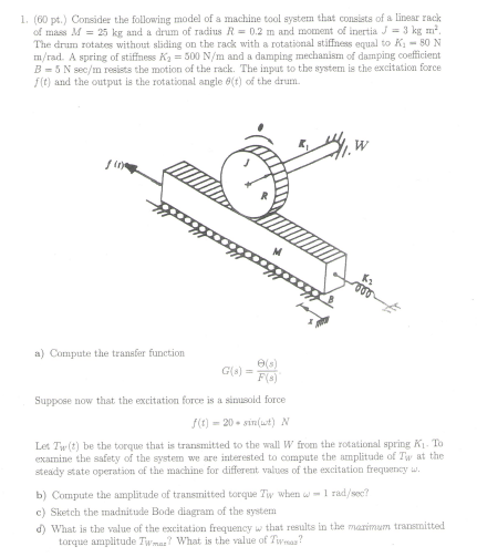 1. (60 pt.) Consider the following model of a machine | Chegg.com