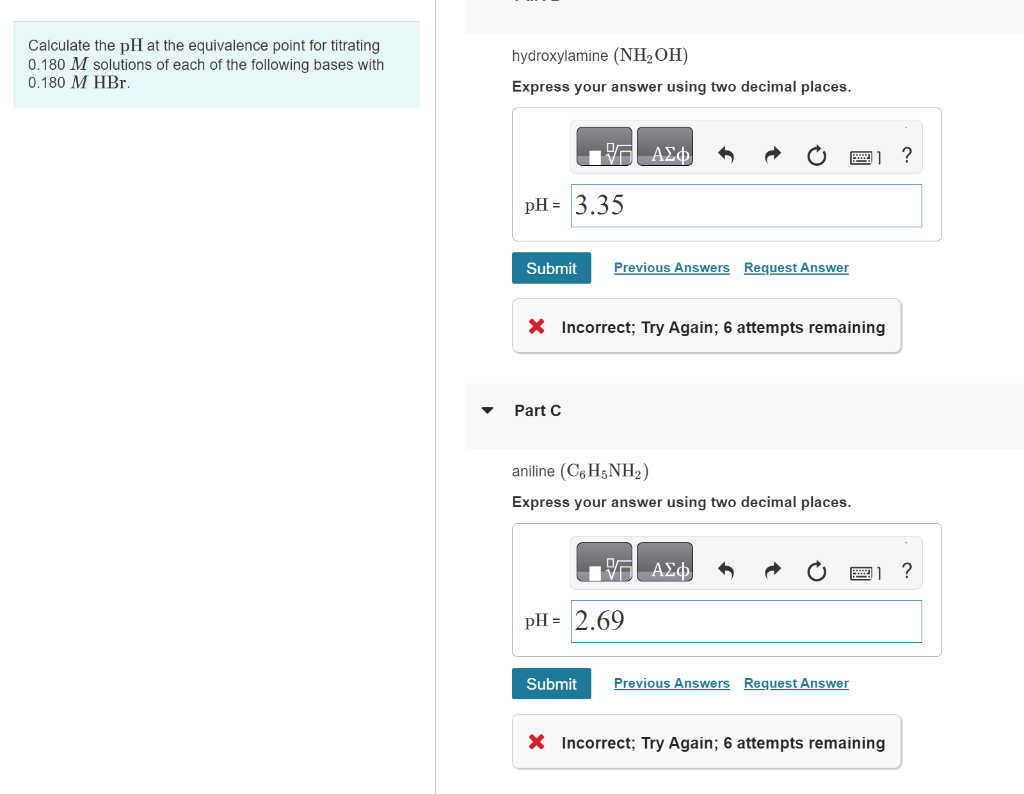 Solved Calculate the pH at the equivalence point for | Chegg.com