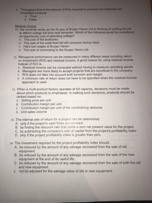 Solved Throughput time is the amount of time required to | Chegg.com