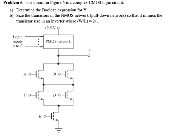 Solved Problem 6. The circuit in Figure 6 is a complex CMOS | Chegg.com