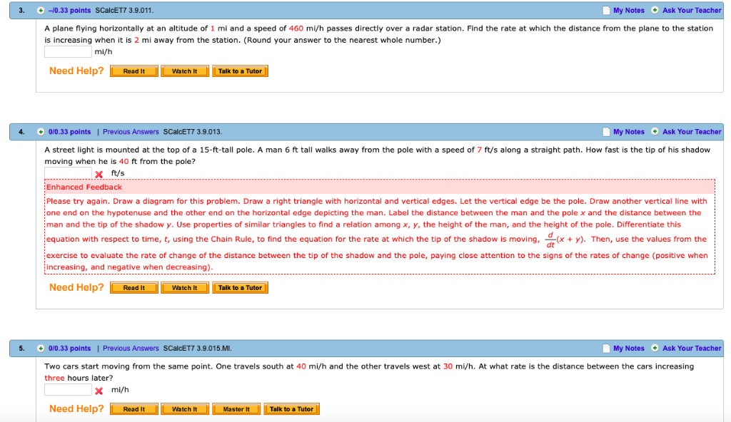 Solved O-10.33 points SCalcET7 3.9.011. My Notes Ask Your | Chegg.com