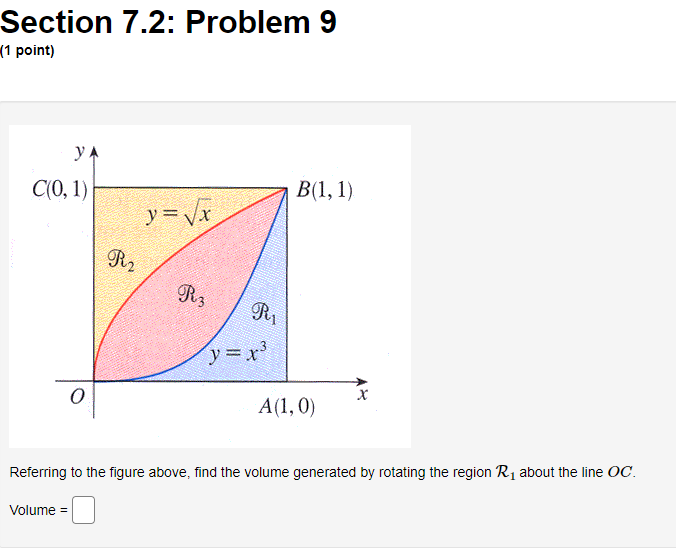 Solved Section 7.2: Problem 8 (1 point) Using disks or | Chegg.com