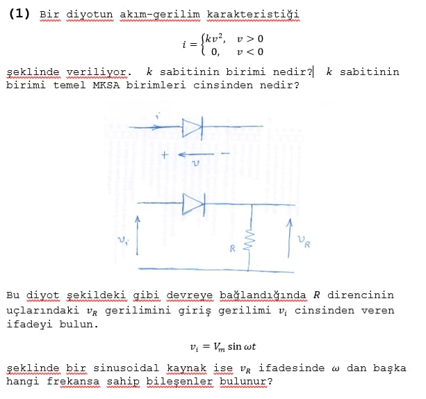 Solved Current-voltage characteristic of a diode (kv?, v>0 | Chegg.com