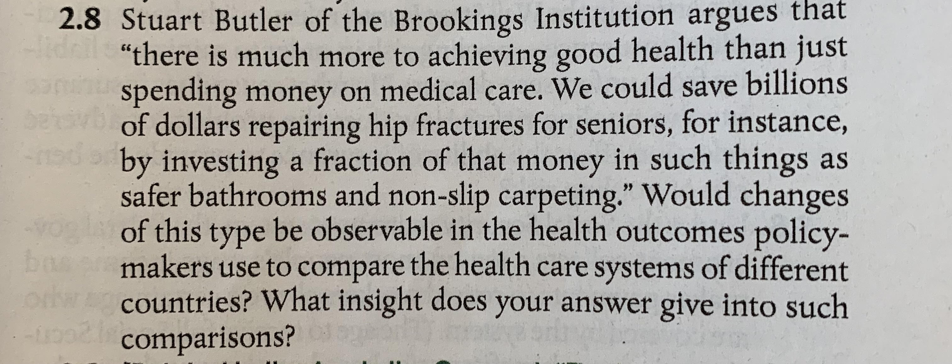 Solved 2.8 ﻿Stuart Butler of the Brookings Institution | Chegg.com