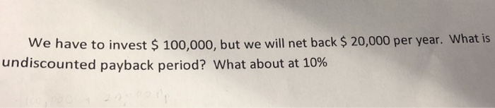 Solved We have to invest $ 100,000, but we will net back $ | Chegg.com