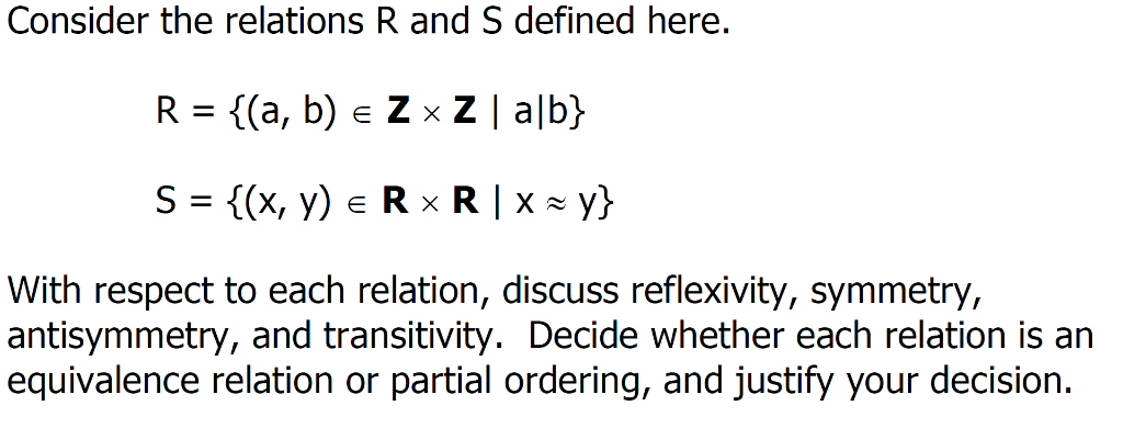 Solved Consider the relations R and S defined here. R {(a, | Chegg.com