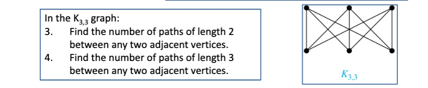 Solved In the K3,3 graph: 3. Find the number of paths of | Chegg.com