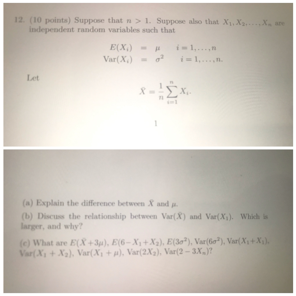 Solved 12. (10 points) Suppose that n >1. Suppose also that | Chegg.com