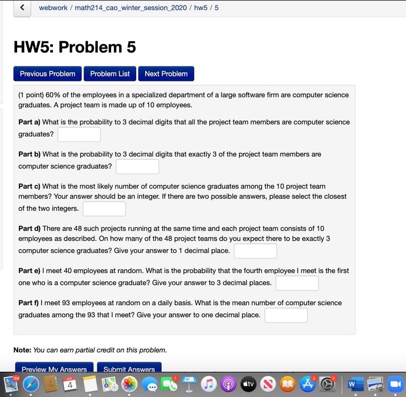 Solved webwork / math214_cao_winter_session_2020 / hw5 / 5 | Chegg.com