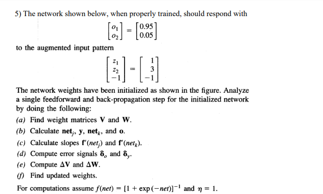 5) The network shown below, when properly trained, | Chegg.com