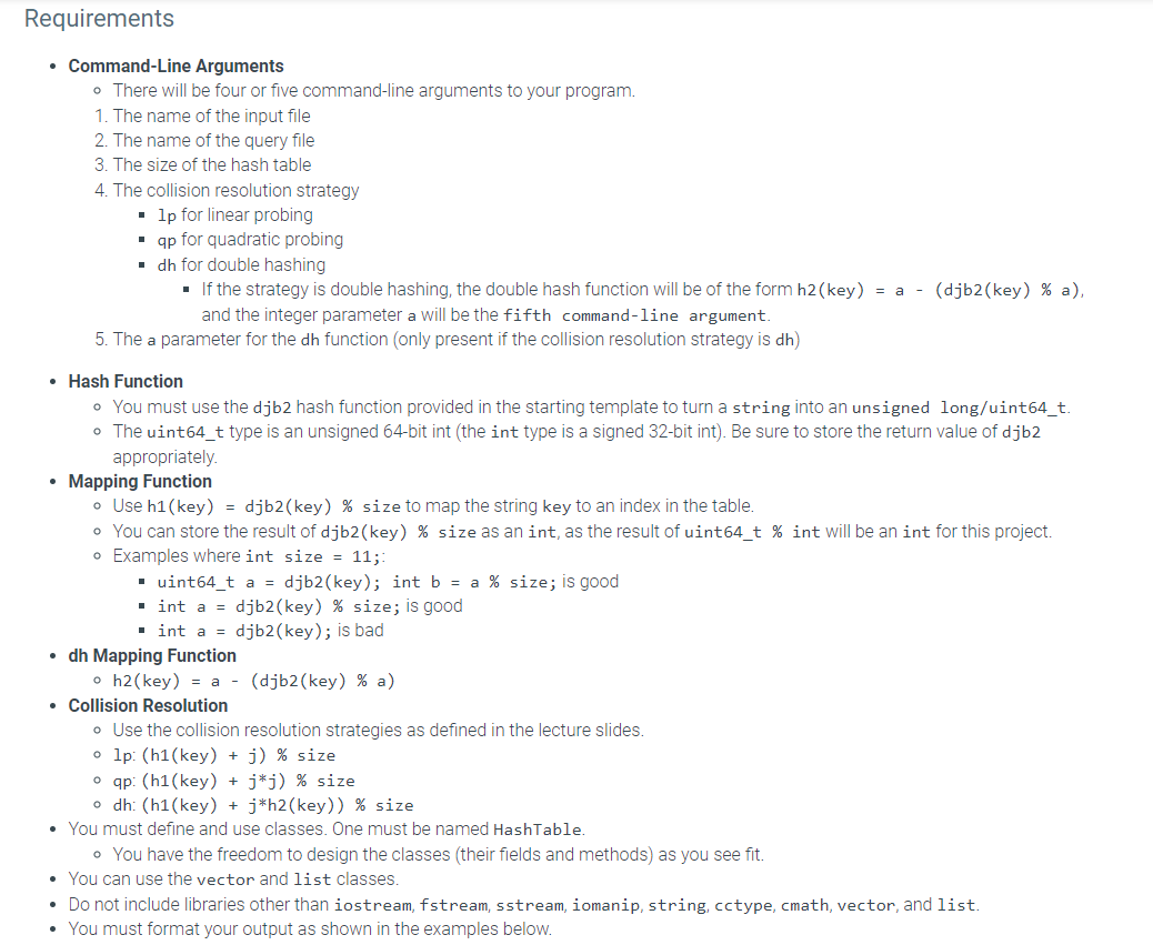 Solved This project is about about building a hash table. | Chegg.com