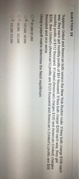 Solved QUESTION 28 Suppose United and American both service | Chegg.com