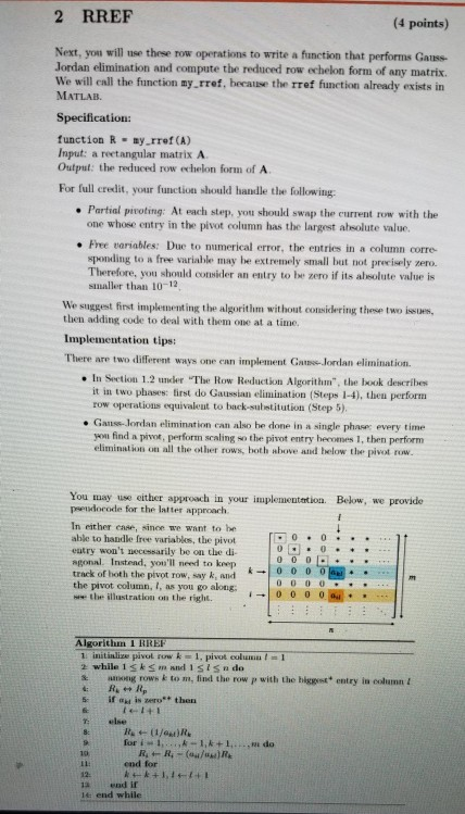 Solved 2 RREF (4 points) Next, you will use these tow | Chegg.com