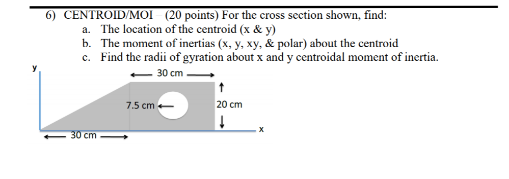 Solved 6) CENTROID/MOI - (20 points) For the cross section | Chegg.com
