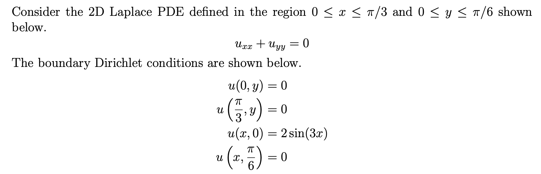 Solved Consider the 2D Laplace PDE defined in the region | Chegg.com