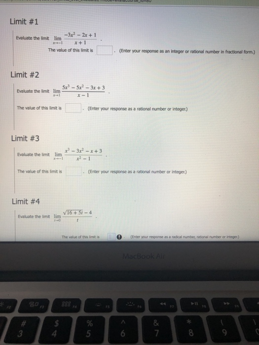 Solved Limit #1 -3x2 -2x+1 Evaluate the limit lim The value | Chegg.com