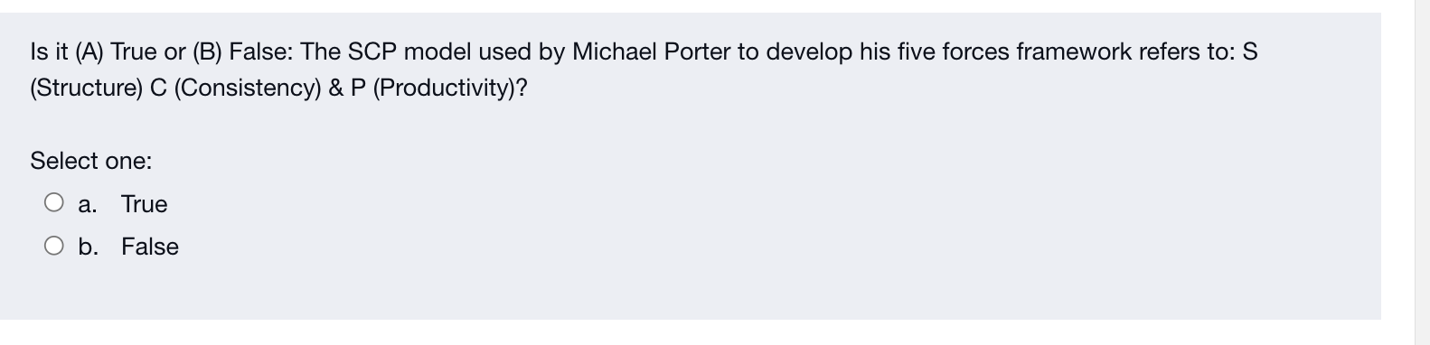 Solved Is it (A) True or (B) False: The SCP model used by | Chegg.com