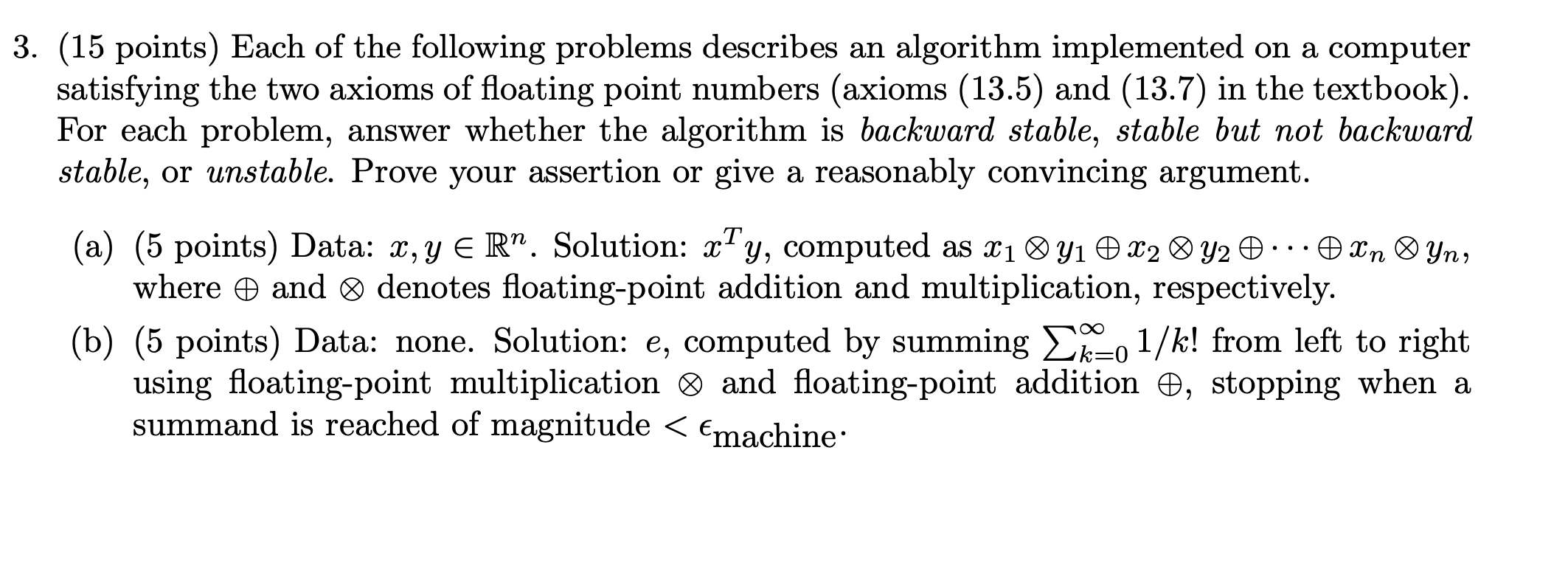 Solved (15 points) Each of the following problems | Chegg.com Solved (15 points) Each of the following problems | Chegg.com