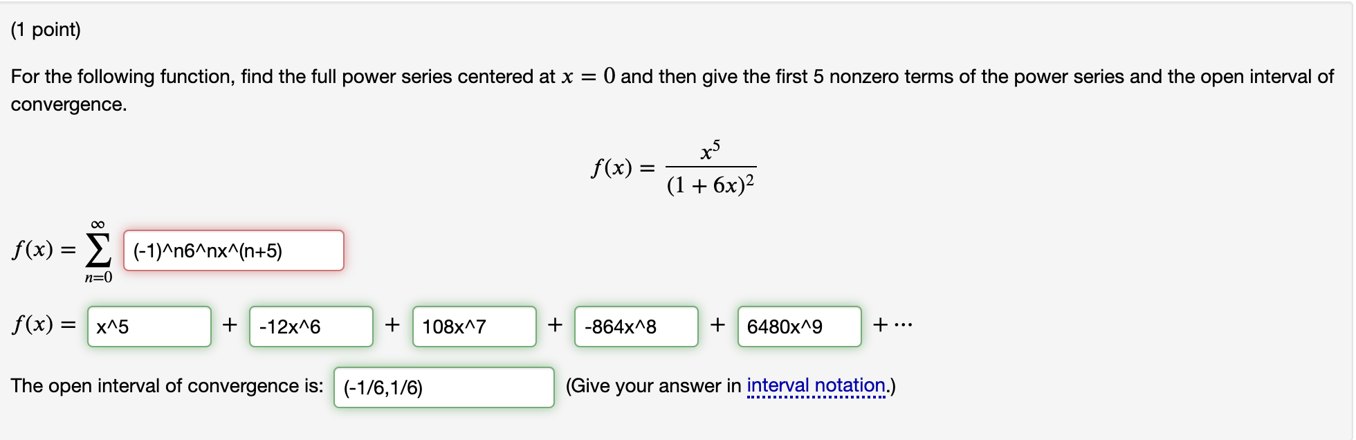 Solved (1 point) For the following function, find the full | Chegg.com
