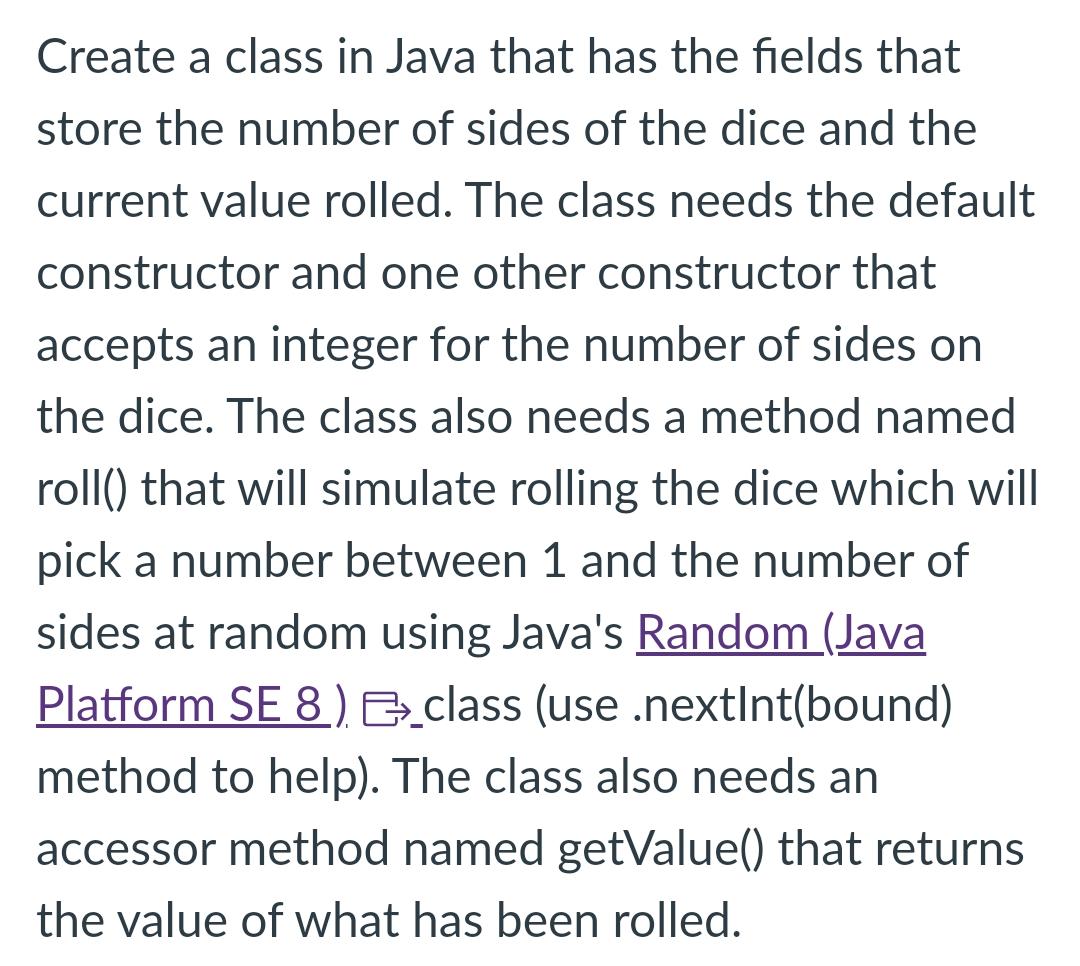 Solved Create a class in Java that has the fields that store | Chegg.com