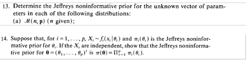 13. Determine the Jeffreys noninformative prior for | Chegg.com